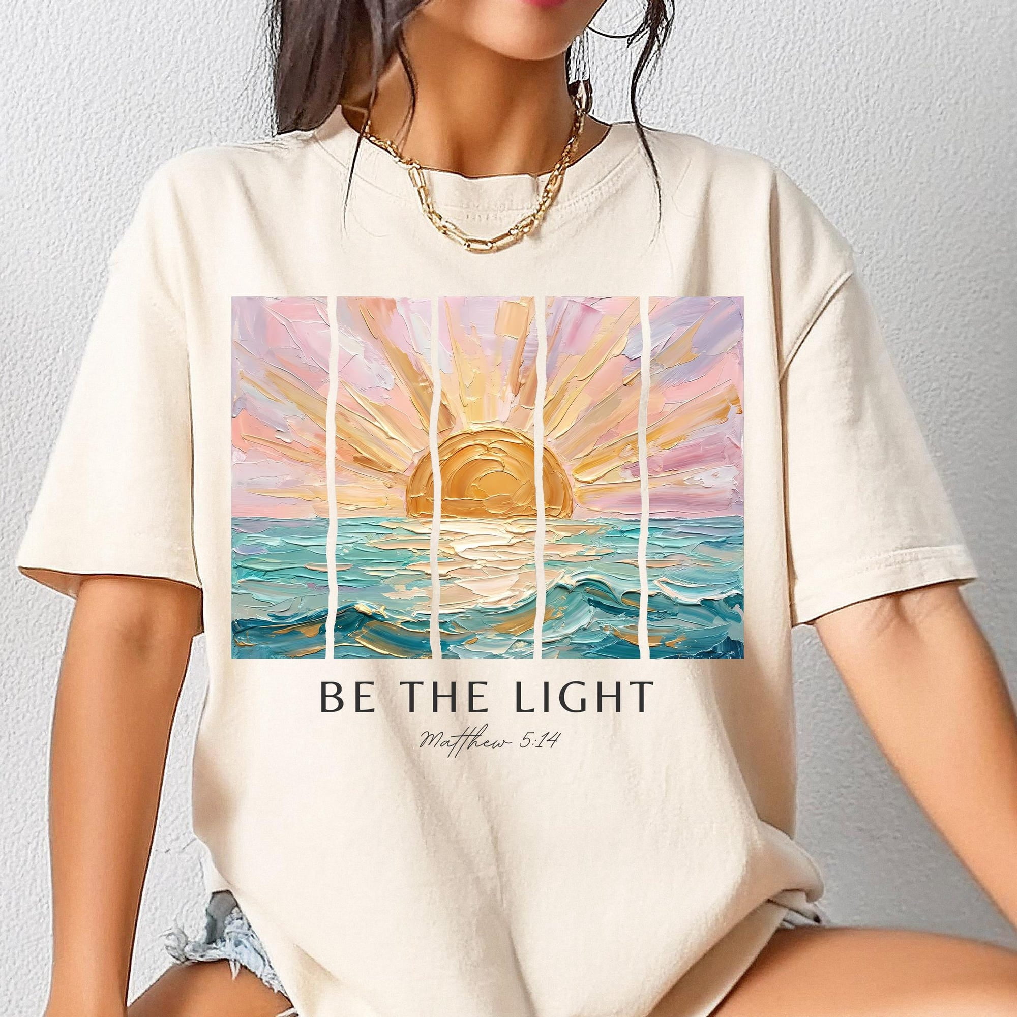 Be The Light Shirt Christian Bible Verse Tee Matthew 5 14 Faith Based ...