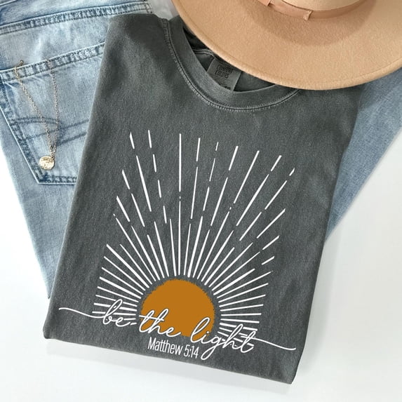 Be The Light Shirt Matthew 5 14 Tee Bible Verse Christian Gift ...