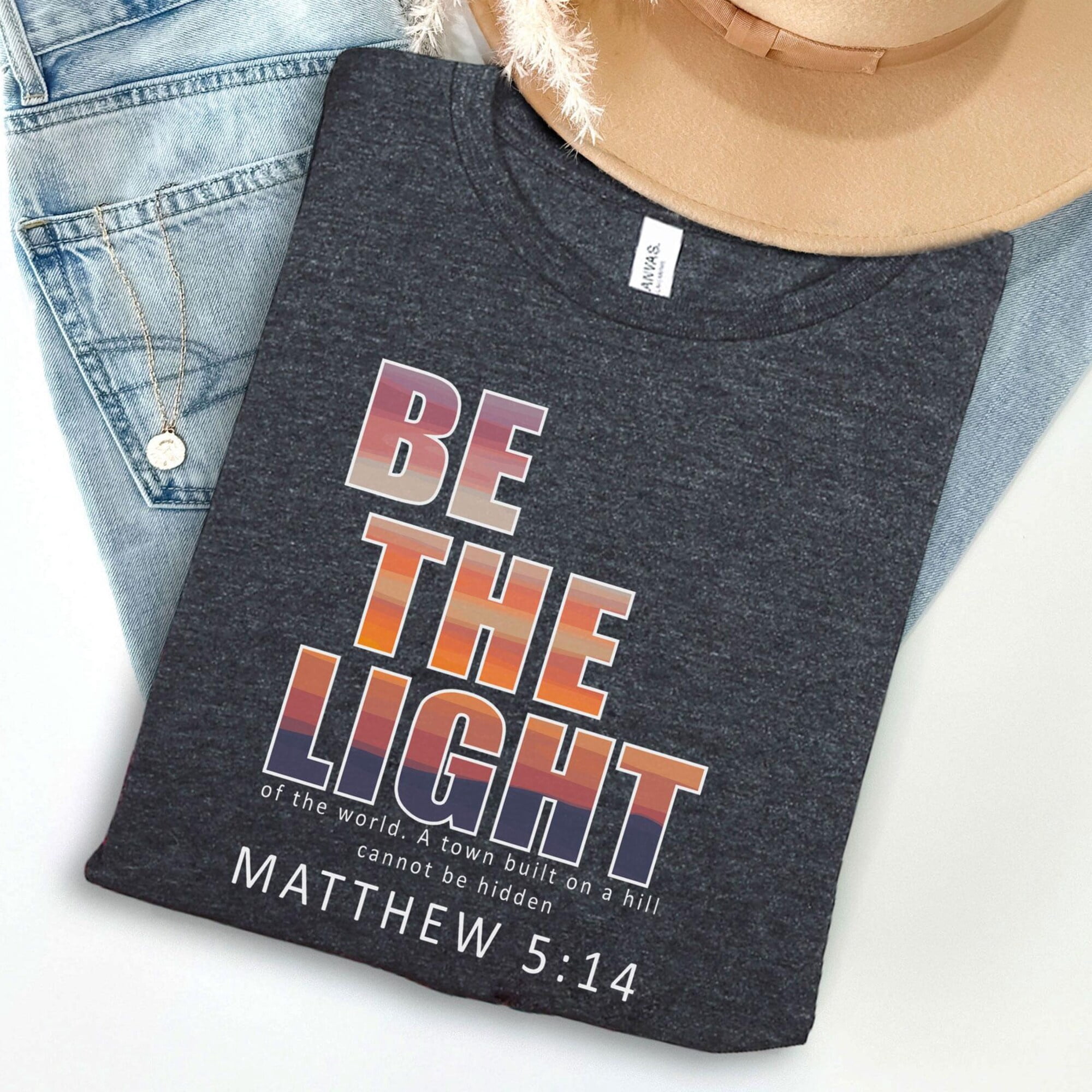 Be The Light TShirt Christian Tee Matthew 5 14 Bible Verse Shirt Jesus ...