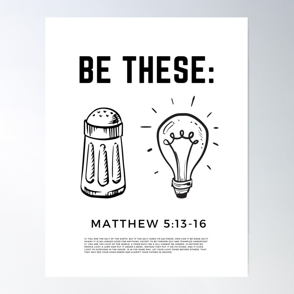 Be The Salt And Light Of The World! Matthew 5:13-16 Poster Wall Art ...