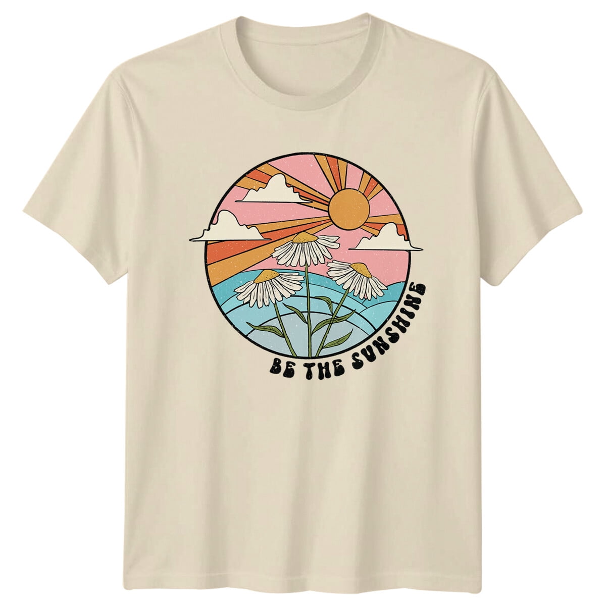 Be The Sunshine Daisy Flower Retro Sun Vintage Boho Style T-Shirt ...
