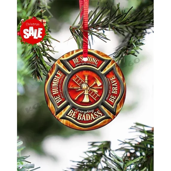 Be Trong When You Are Weak Firefighter Ornament, Noel Fireman Ceramic ...