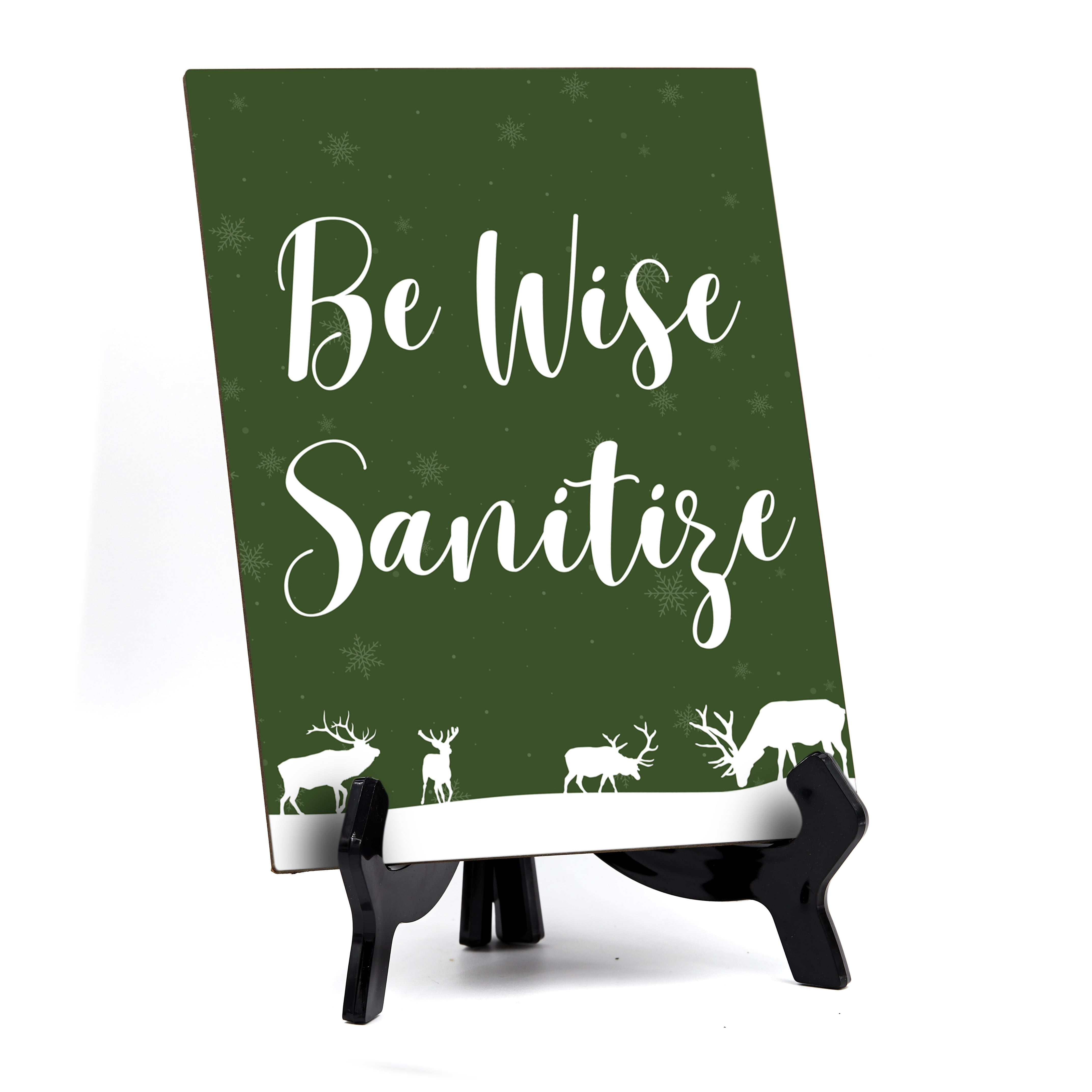 Be Wise Sanitize Sign with Easel, Reindeer Design 6 x 8" (Green ...