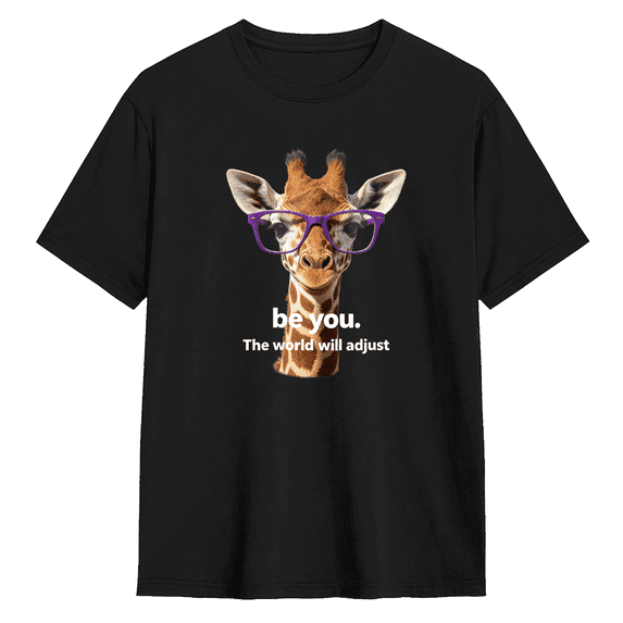 Be You Giraffe Wearing Glasses Graphic Tee for Men and Women Funny Cute ...