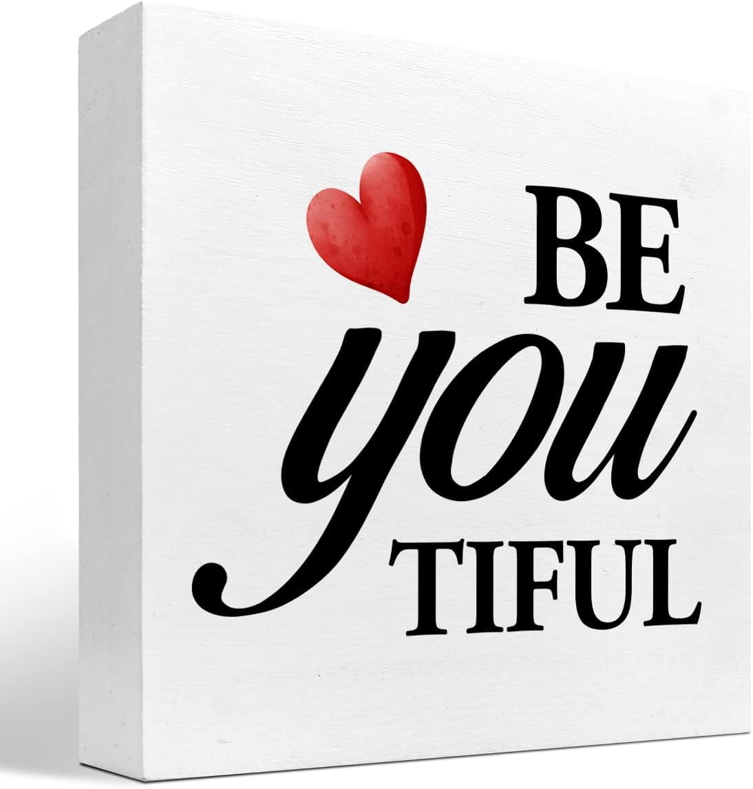 Be You Tiful Sign,Inspirational Quote Wood Box Sign,Motivational Wooden ...