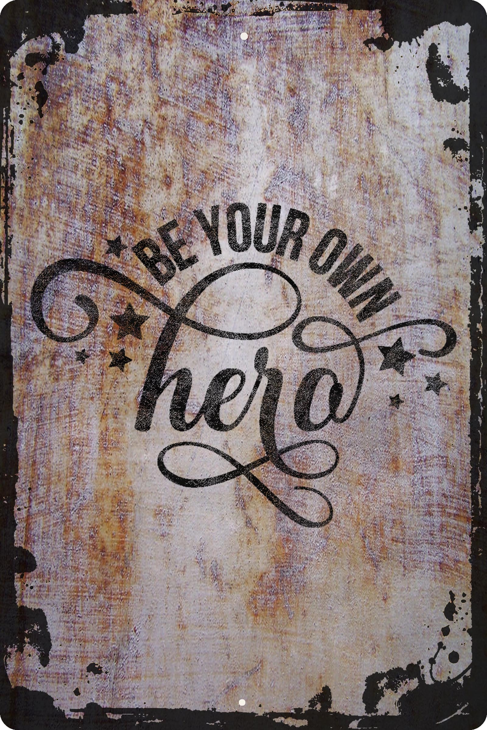 Be Your Own Hero Life Mantra Cursive Font Swirls Stars Reusable Beige ...