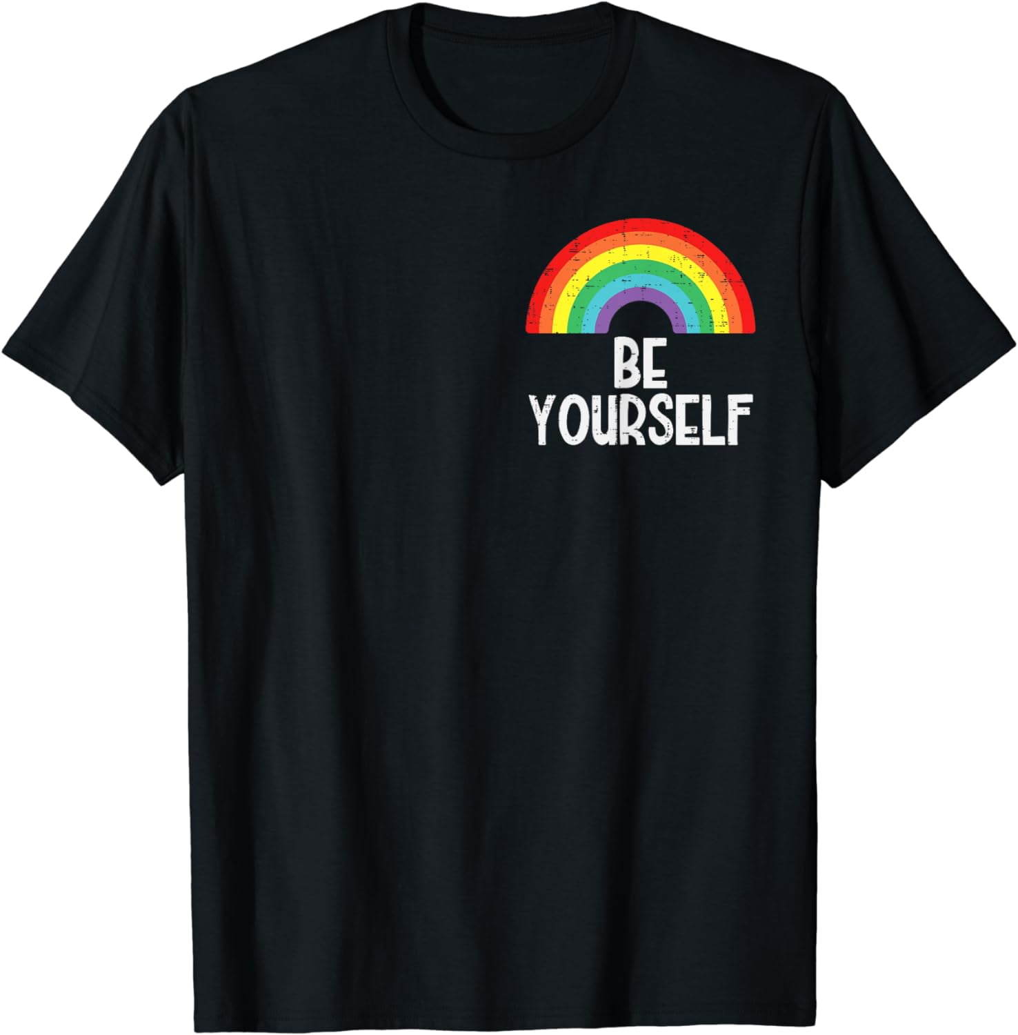 Be Yourself Rainbow Flag Straight Ally LGBTQ Gay Pride Month T-Shirt ...