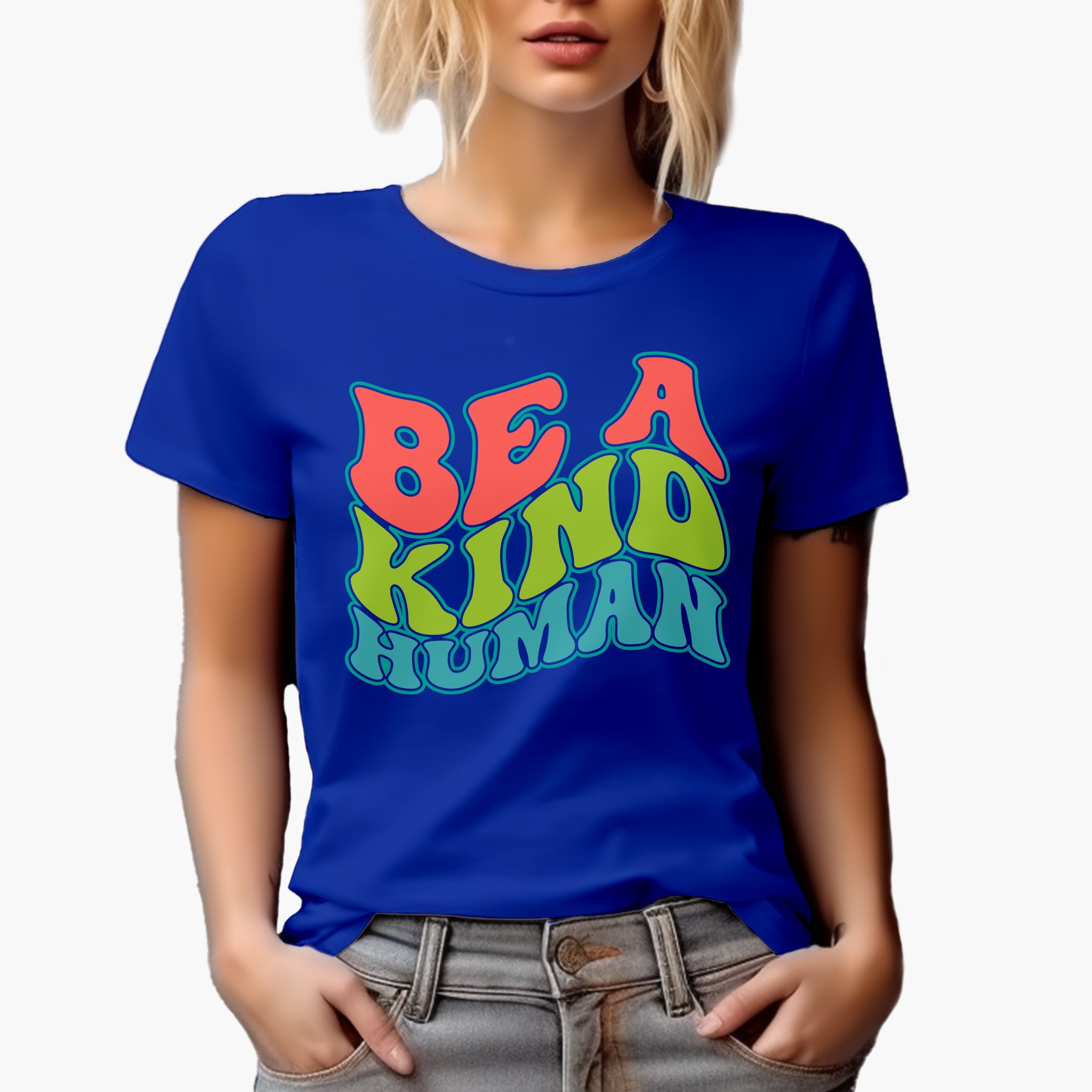 Be a Kind Human, Quote on Kindness, Groovy Retro Wavy Text Merch Gift ...