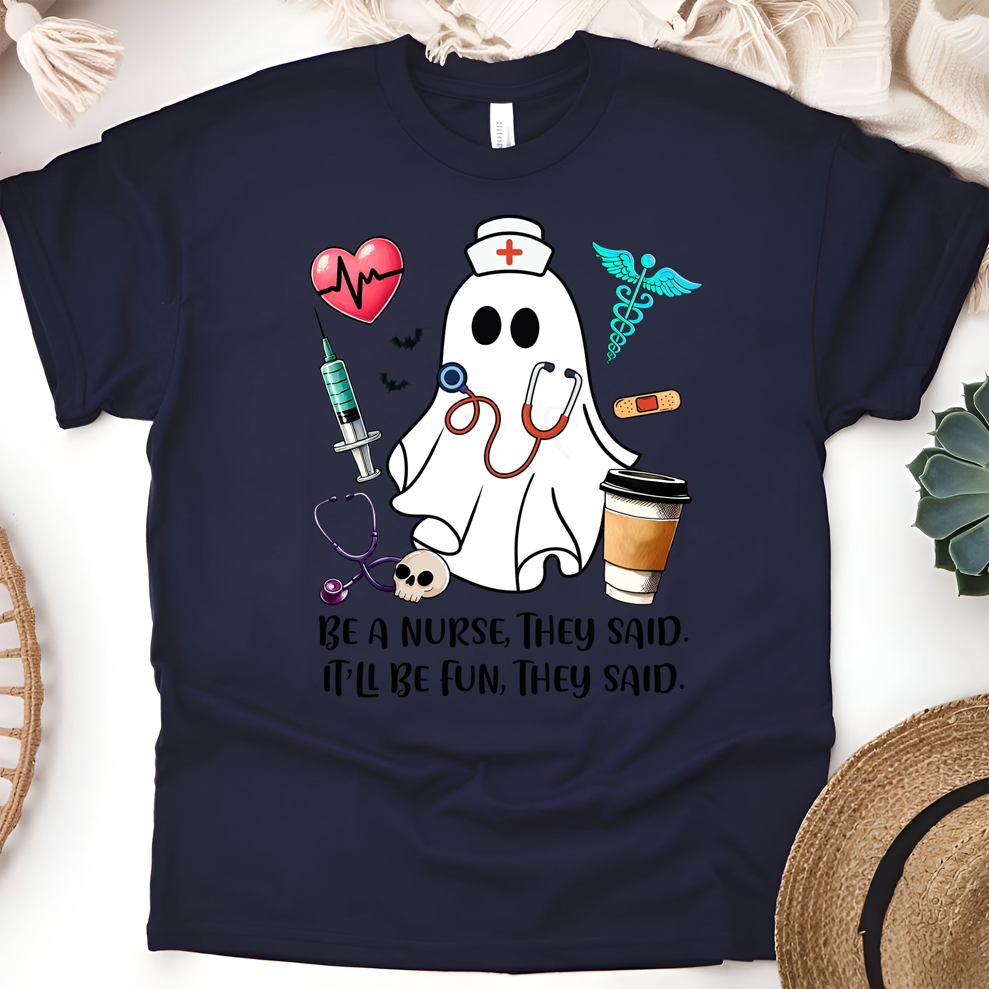 Be a Nurse They Said Graphic T-Shirt for Women Men | Funny Ghost ...