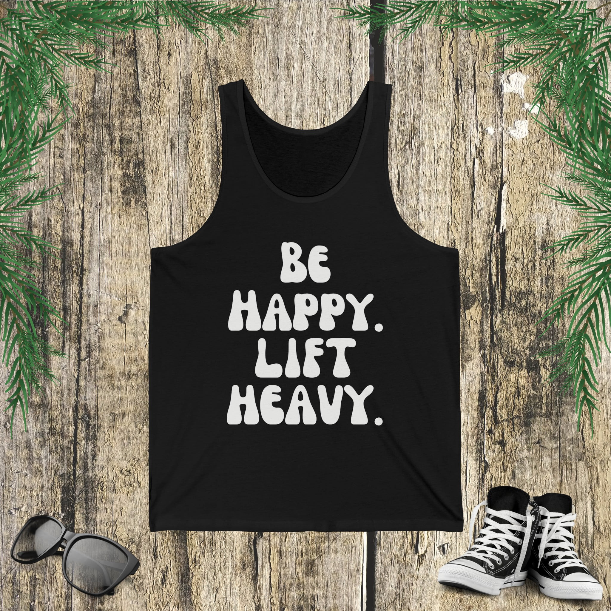 Be happy lift heavy Man Weight lifter groovy gym workout Jersey Tank ...