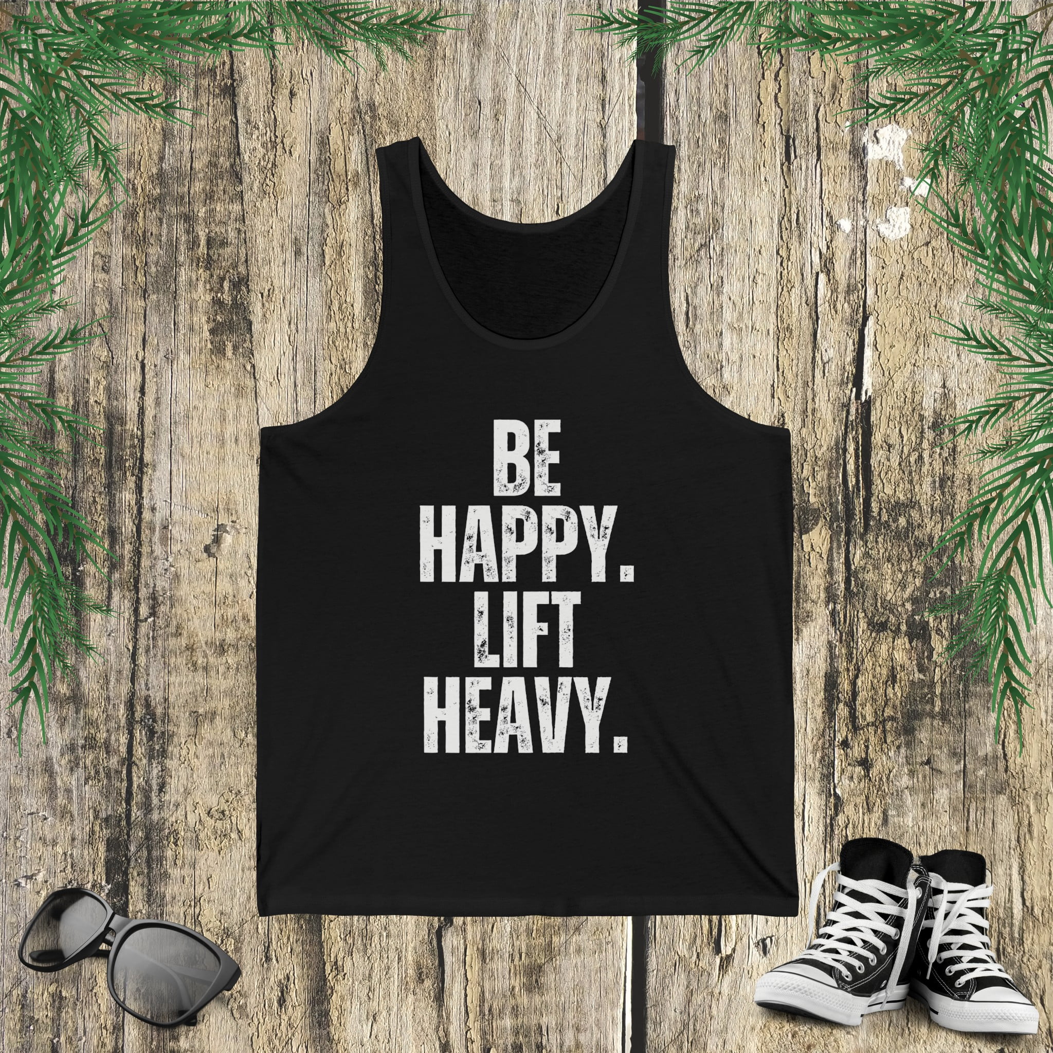 Be happy lift heavy Man Weight lifter vintage gym workout Jersey Tank ...