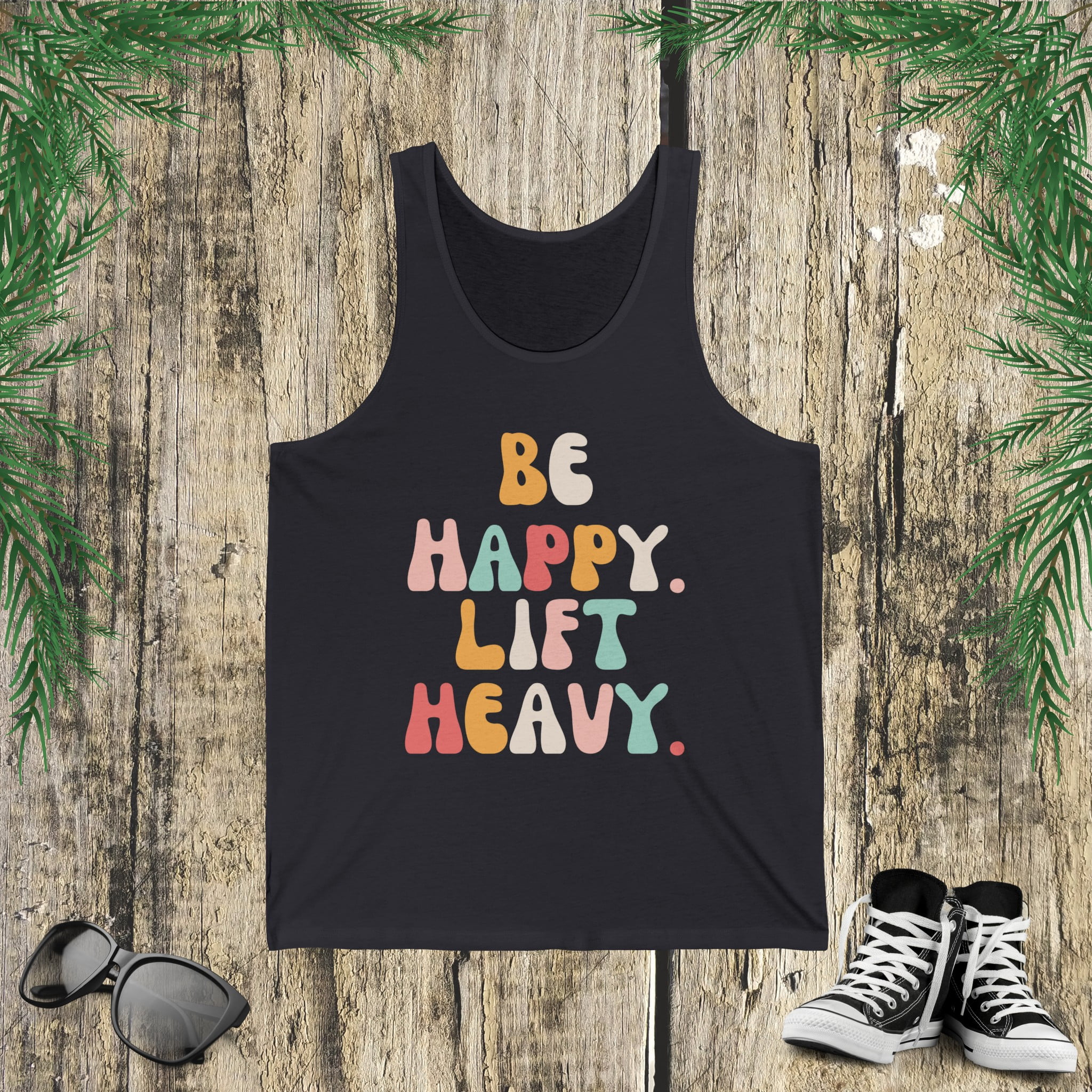Be happy lift heavy Women Weightlifter cute colors gym Jersey Tank ...
