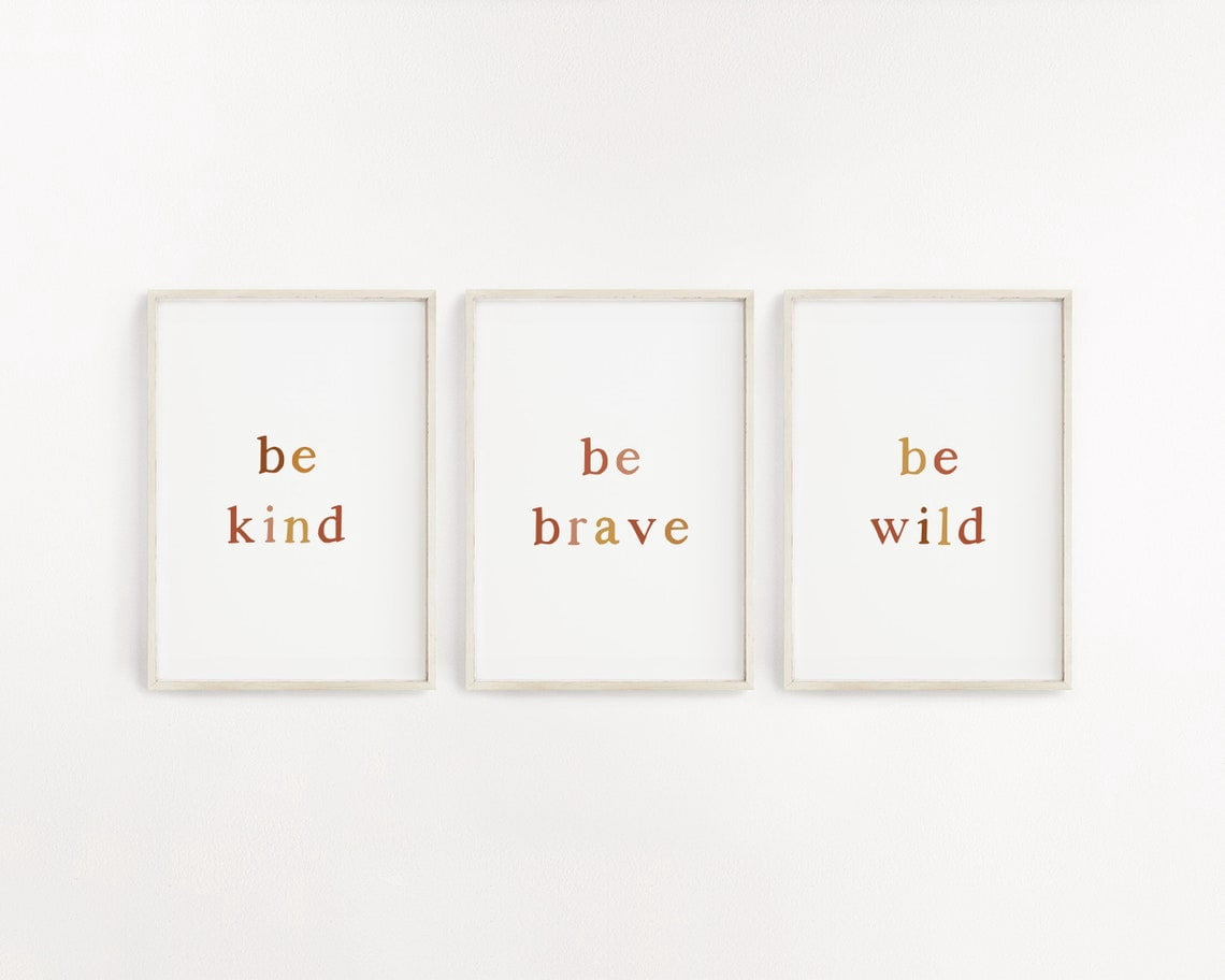 Be kind be brave Boho nursery wall art Neutral nursery print Minimalist ...