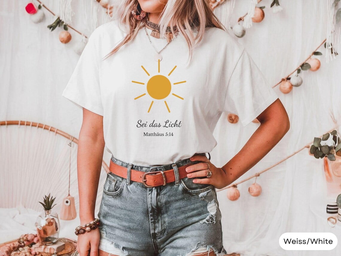 Be the Light Matthew 5:14 Sunburst Bible Verse Shirt, Christian Comfort ...