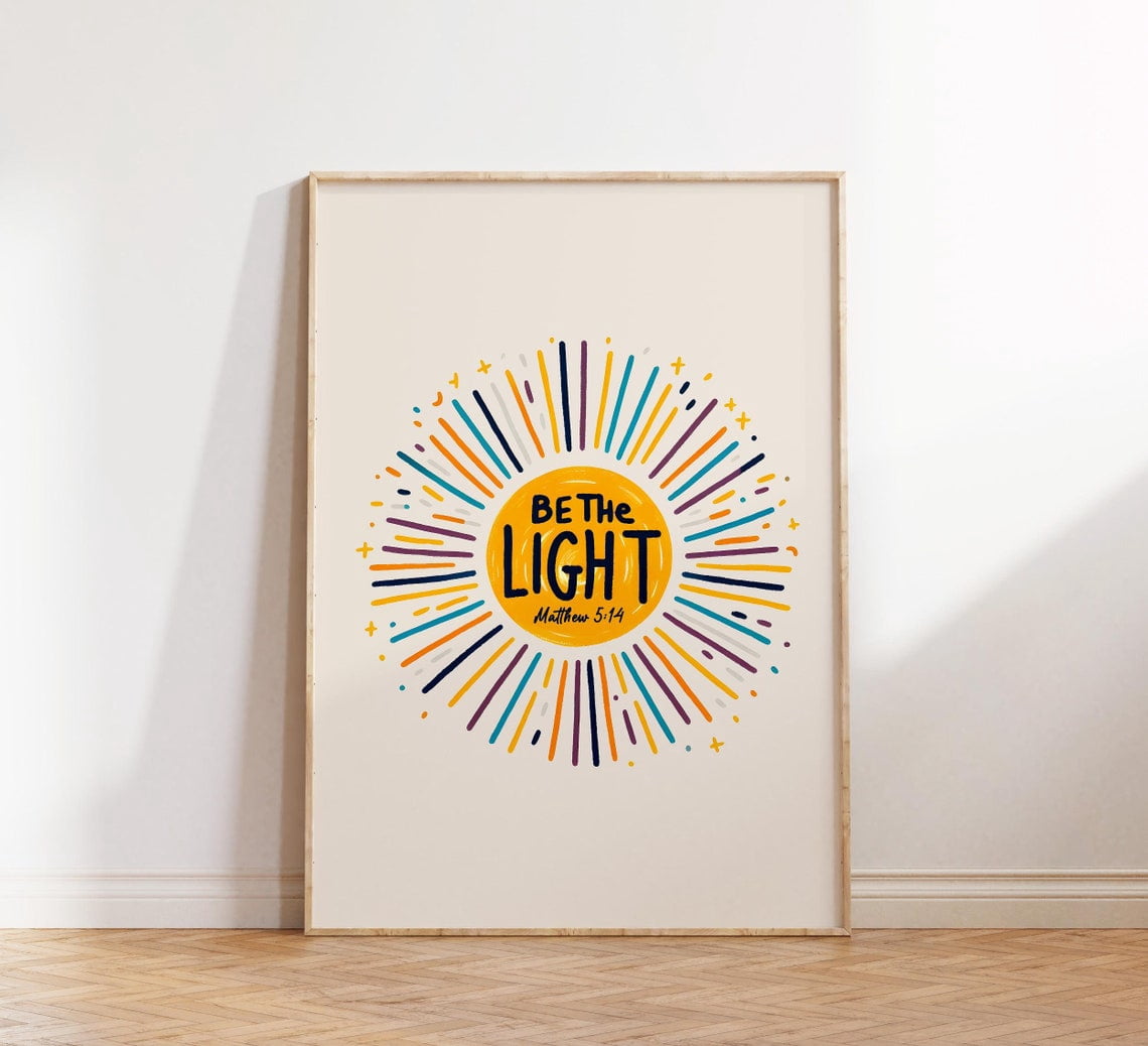 Be the Light Matthew Bible Verse Christian Wall Decor, Unframed Canvas ...