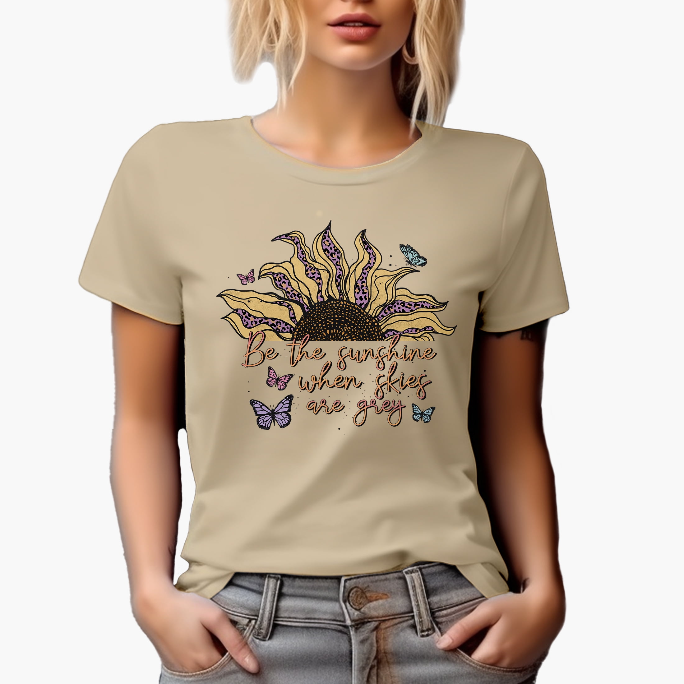 Be the Sunshine When Skies Are Grey with Retro Sunflower & Butterflies ...