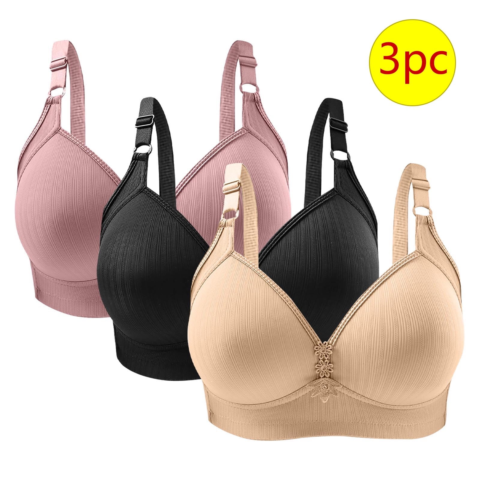 BeAi 3 Pack Bra for Women Wireless Padded Womens Bras Plus Size No Wire Sports Bras for Women ...