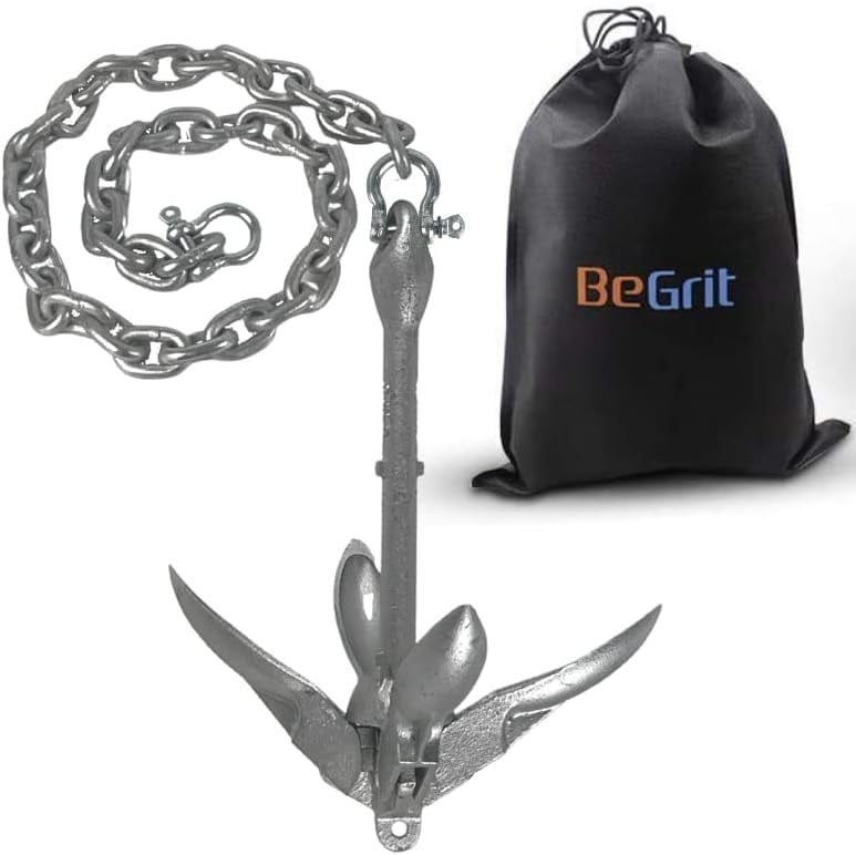 BeGrit 5.5lb Folding Kit Portable Galvanized Kayak Grapnel Kit with 8mm ...