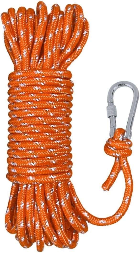 BeGrit Orange 1/4" x 65.6 ft Reflective Polypropylene Anchor Rope for Kayak & Canoe - Walmart.com