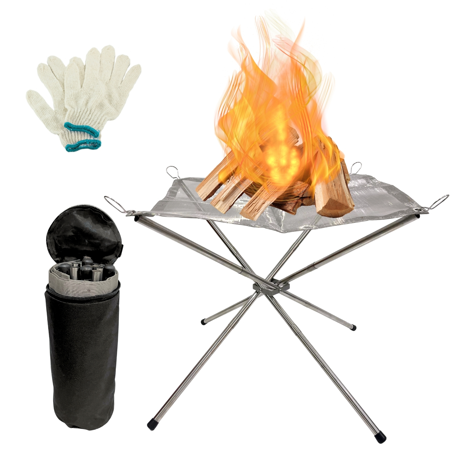 BeGrit Portable Fire Pit for Camping, 16.5" Wood Burning Fire Pits for ...