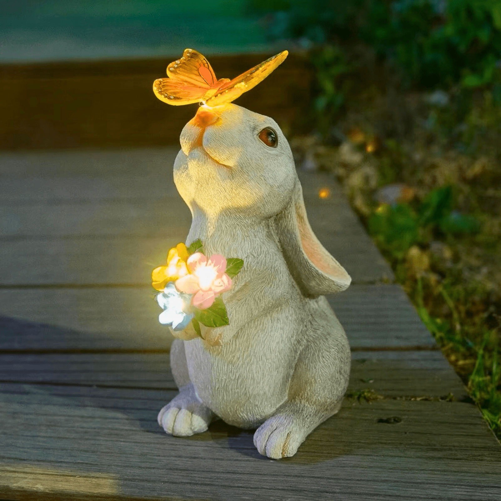 BeGrit Solar Rabbit Outdoor Statues for Gargen: Outdoor Decor with ...