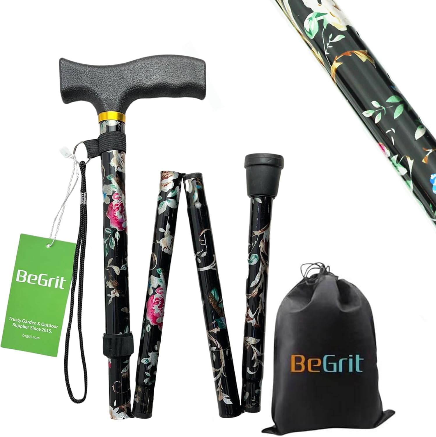 BeGrit Walking Sticks for Women Folding Walking Sticks Adjustable ...
