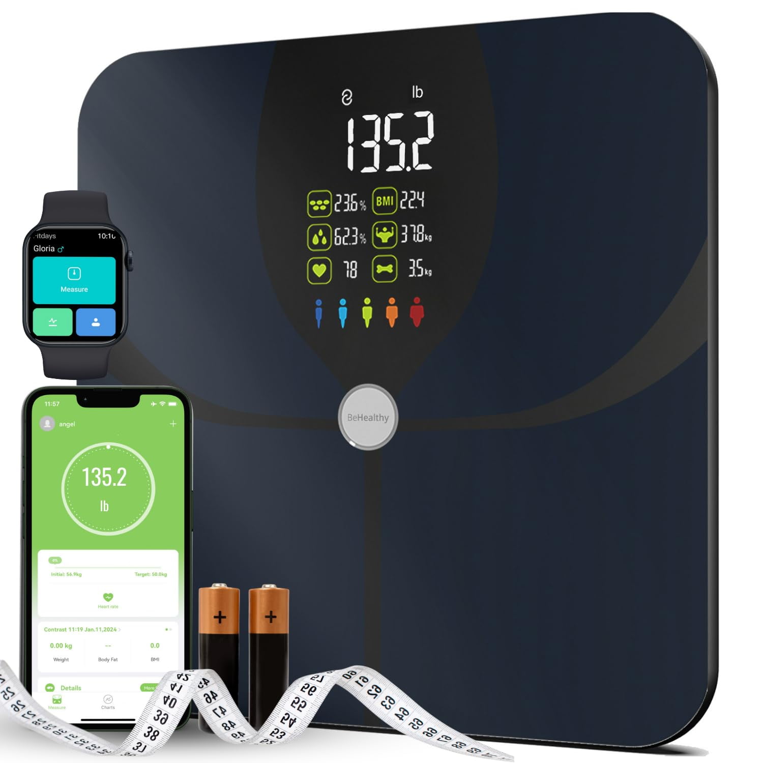 BeHealthy - Body Fat Smart Bluetooth Scale, 16 Body Analyzer, Smart ...