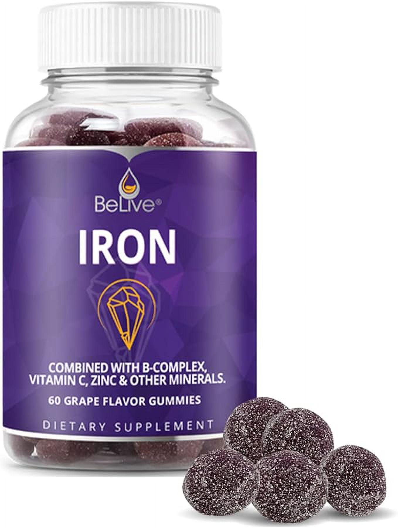 BeLive Iron Gummies - Multivitamin Iron Supplement with Vitamin C, A, B ...