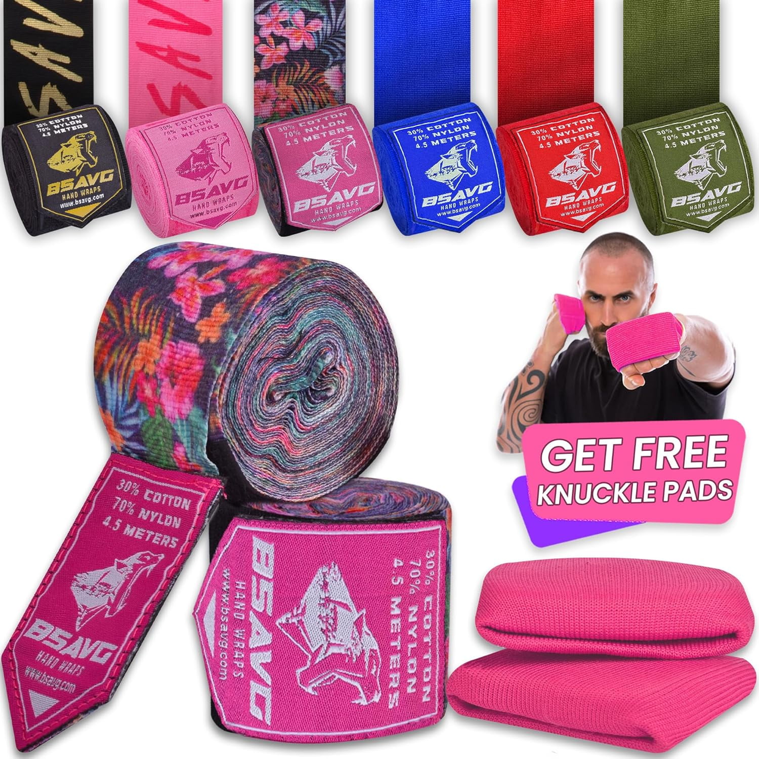 BeSAVAGE Hand Wraps with Knuckle Guards | Easy On/Off Protection for ...