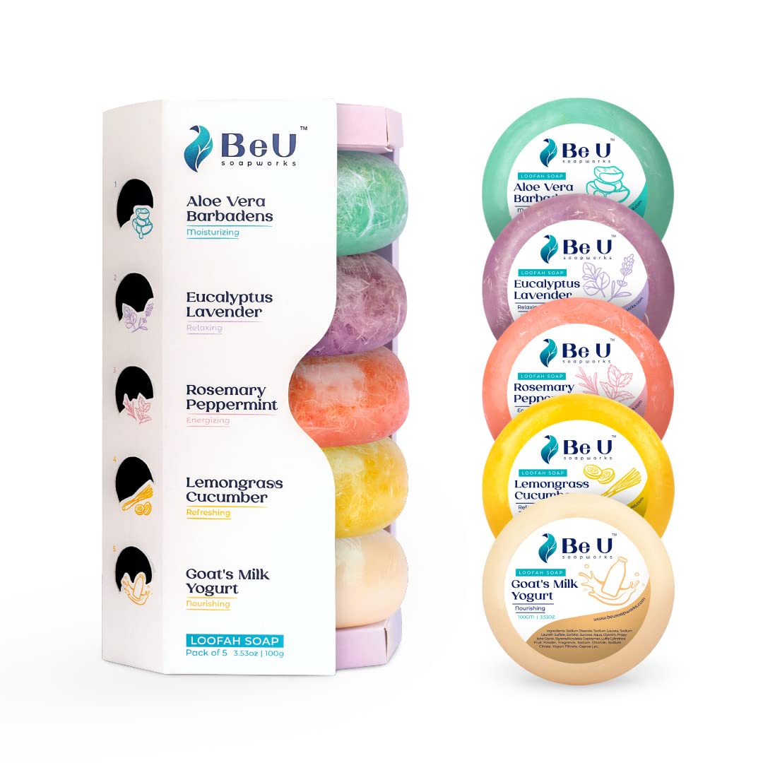 BeU Soapworks Natural GP27 with Loofah, Exfoliating Loofah Inside,5 IN ...