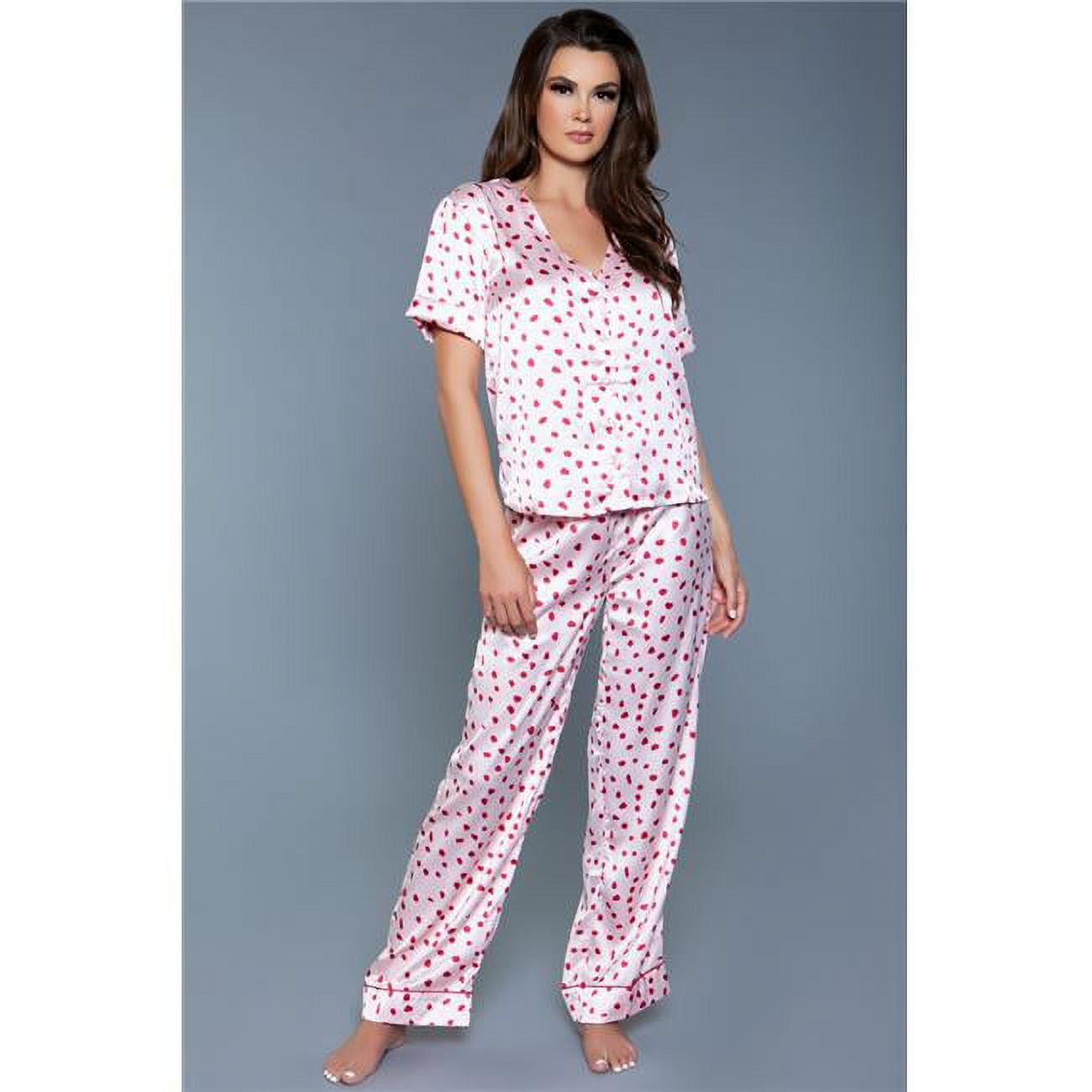 BeWicked 2086-PK-RD-XL Women Camellia Pajama Set, Pink & Red - Extra ...