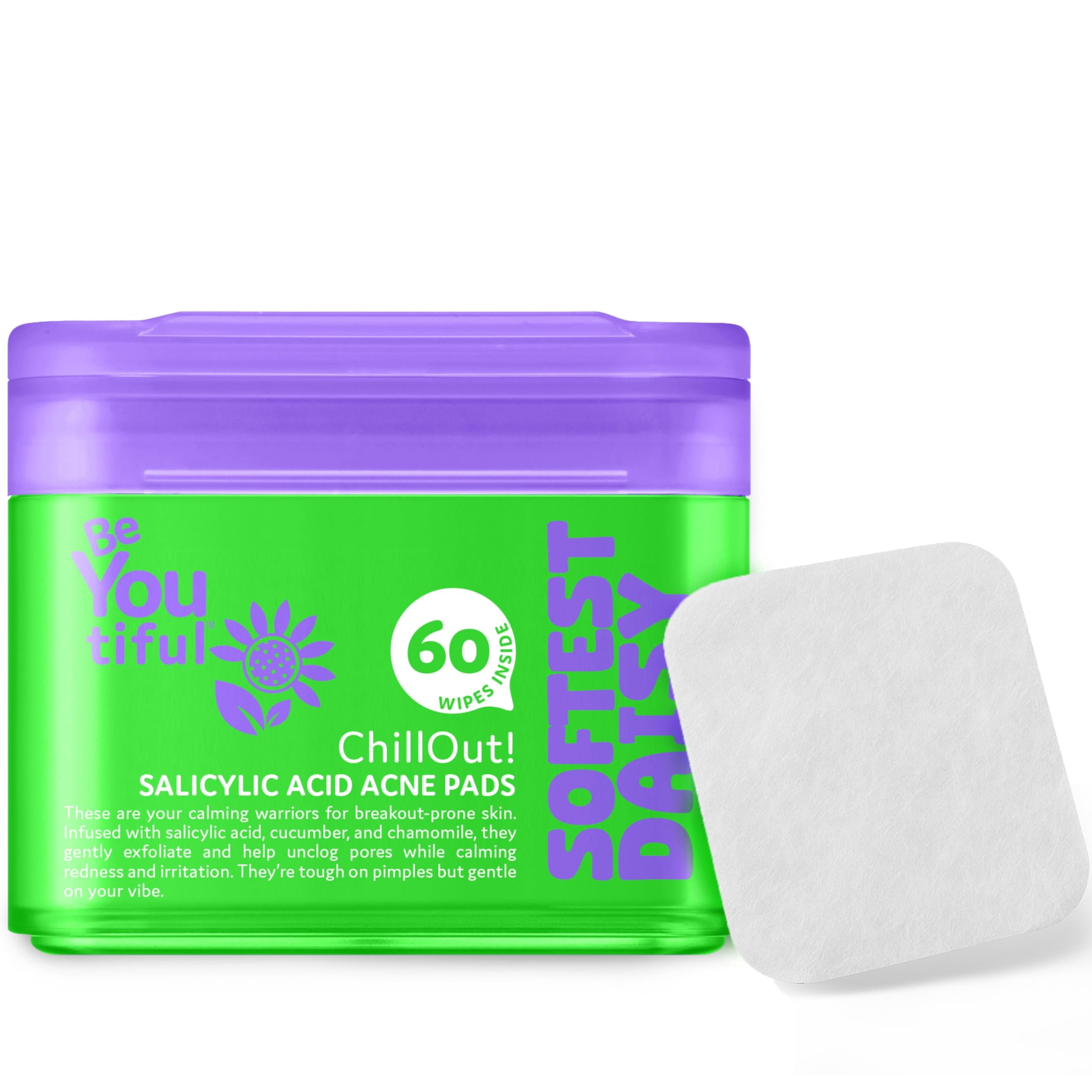 BeYoutiful Acne Cleansing Face Wipes for Teens & Kids, 60 Pads with ...