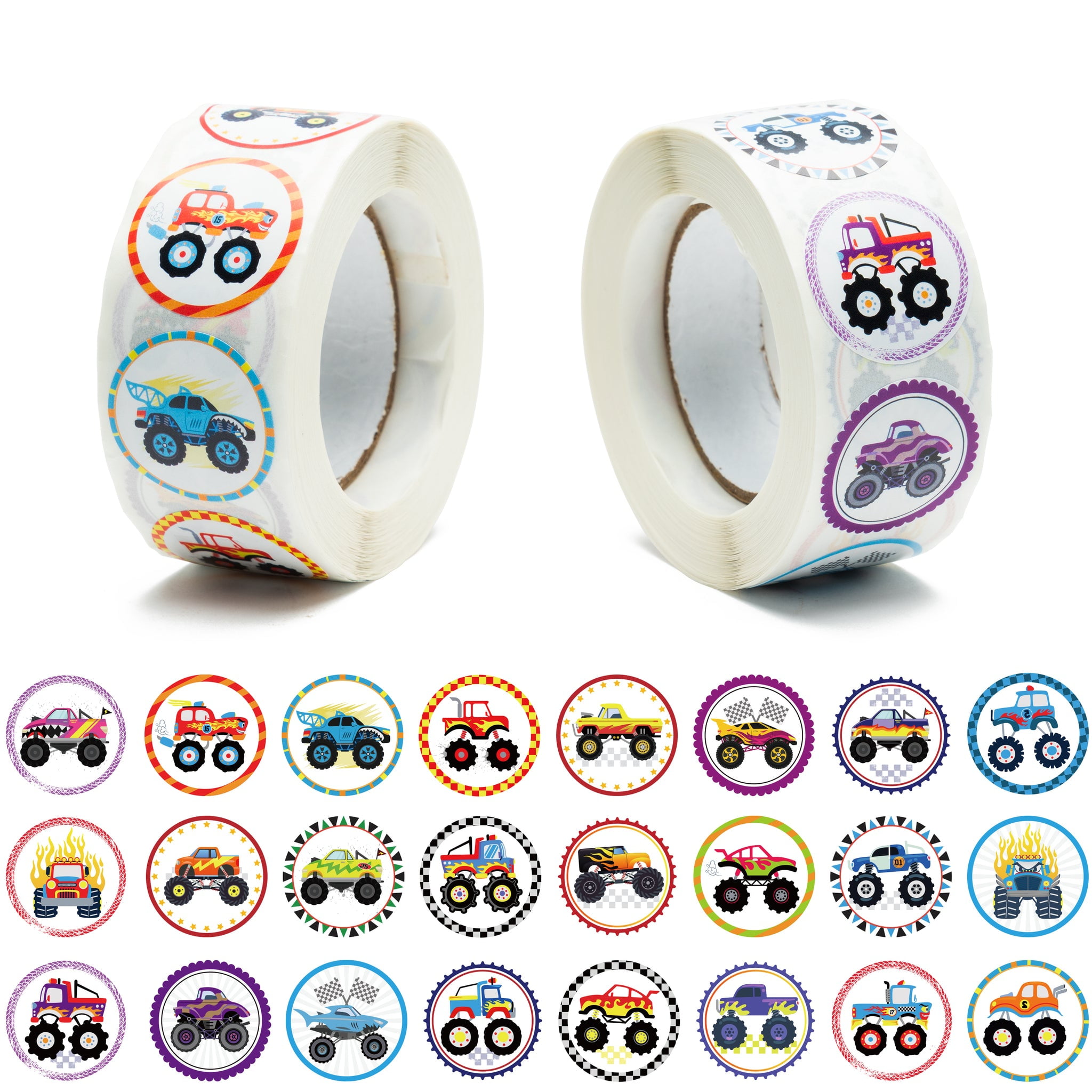 BeYumi 1000Pcs Monster Truck Stickers Made of Paper Bright Colors for ...