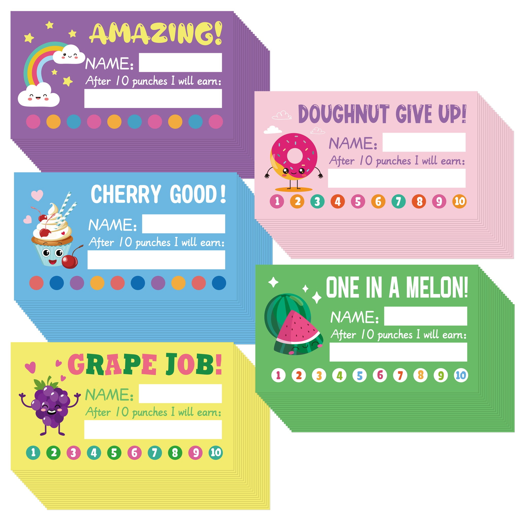 BeYumi 100Pcs Behavior Punch Cards for Kids Incentive Loyalty Punny ...