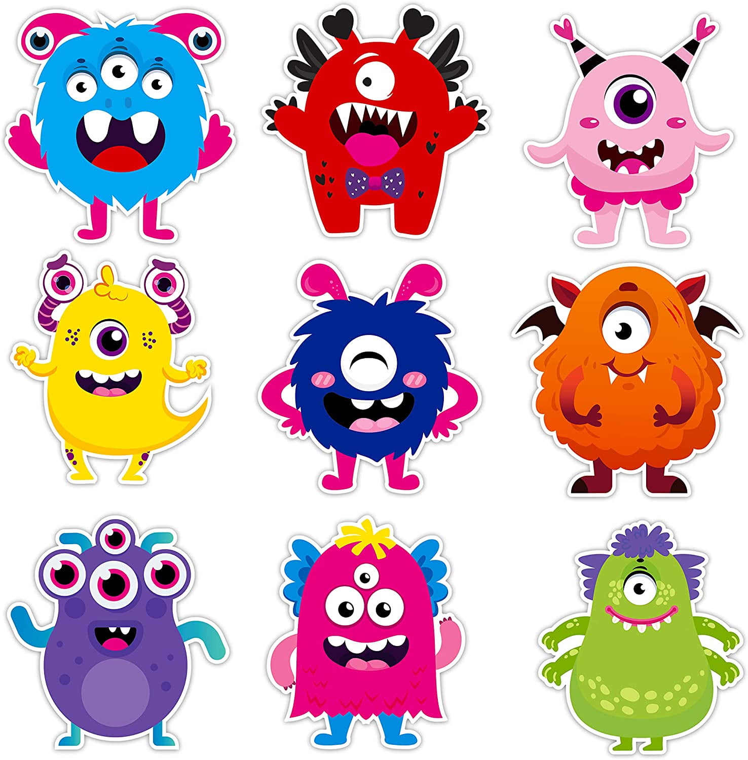 BeYumi 45Pcs Little Monster Cutouts Bulletin Board Decorations Colorful ...