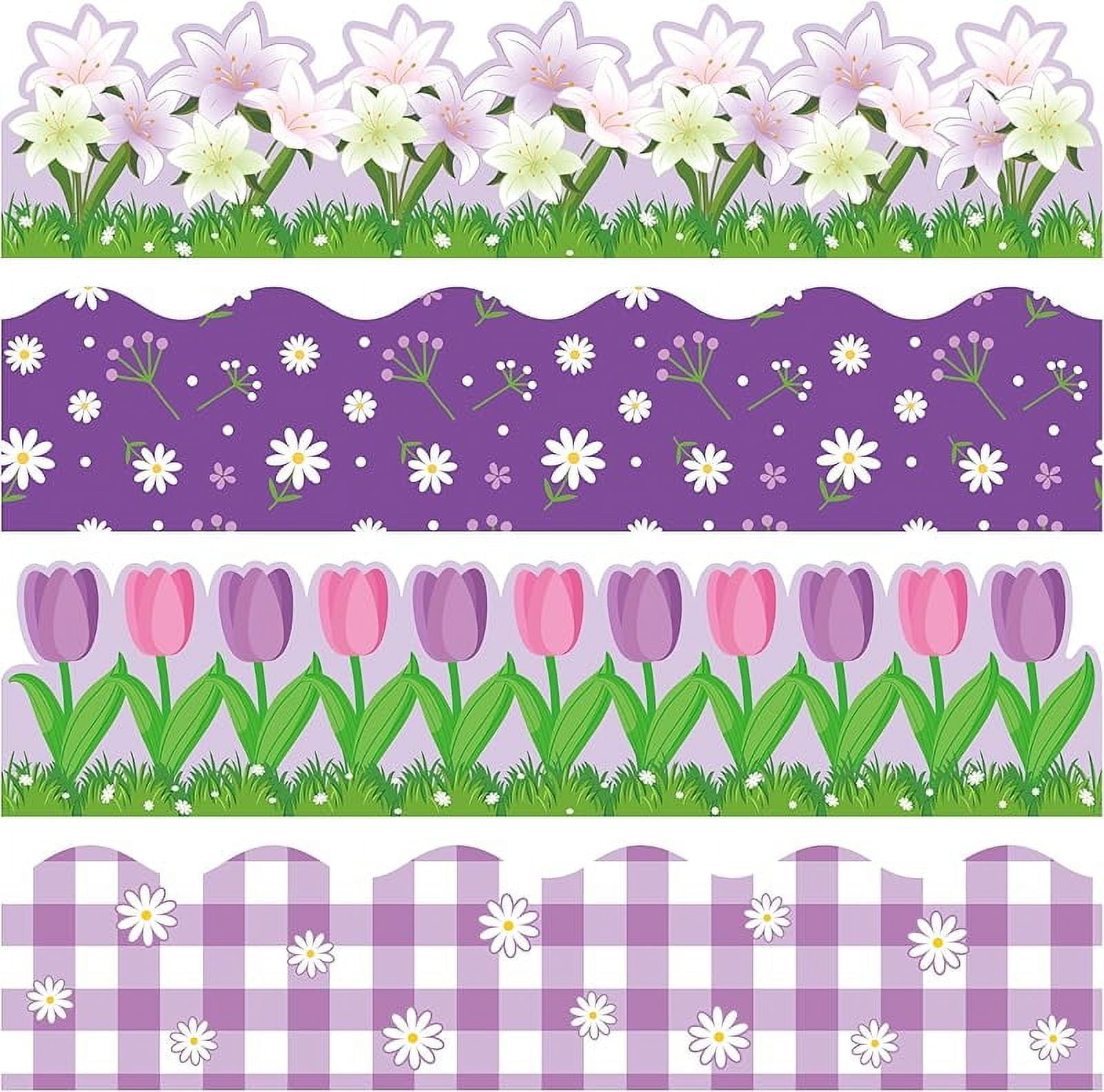 BeYumi 80Pcs Easter Carrot Bunny Plaid Bulletin Board Borders Spring ...