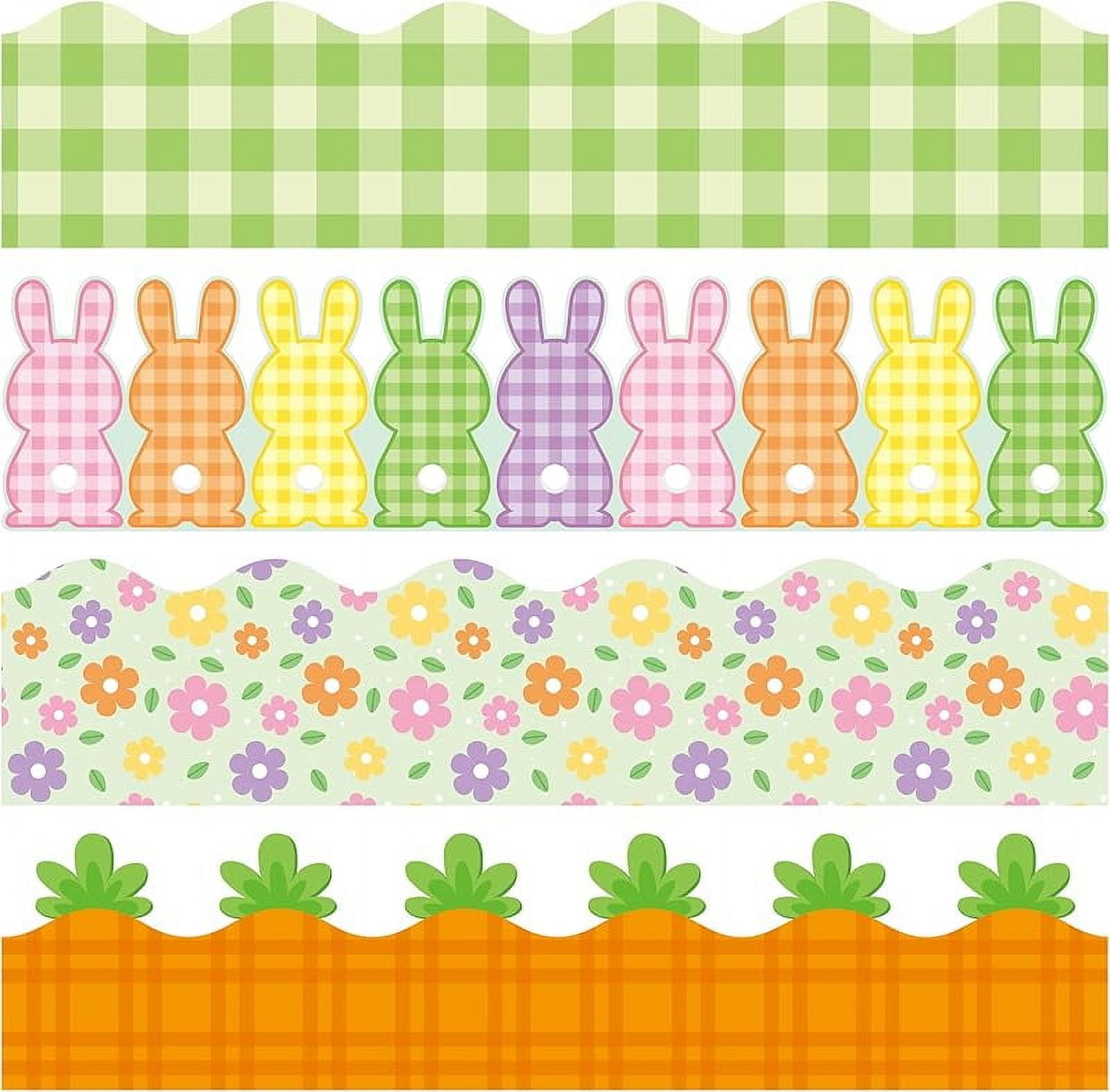 BeYumi 80Pcs Easter Carrot Bunny Plaid Bulletin Board Borders Spring ...