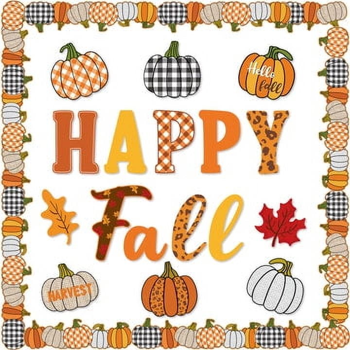BeYumi 88Pcs Happy Fall Pumpkin Cutouts Bulletin Board Set Hello Fall ...