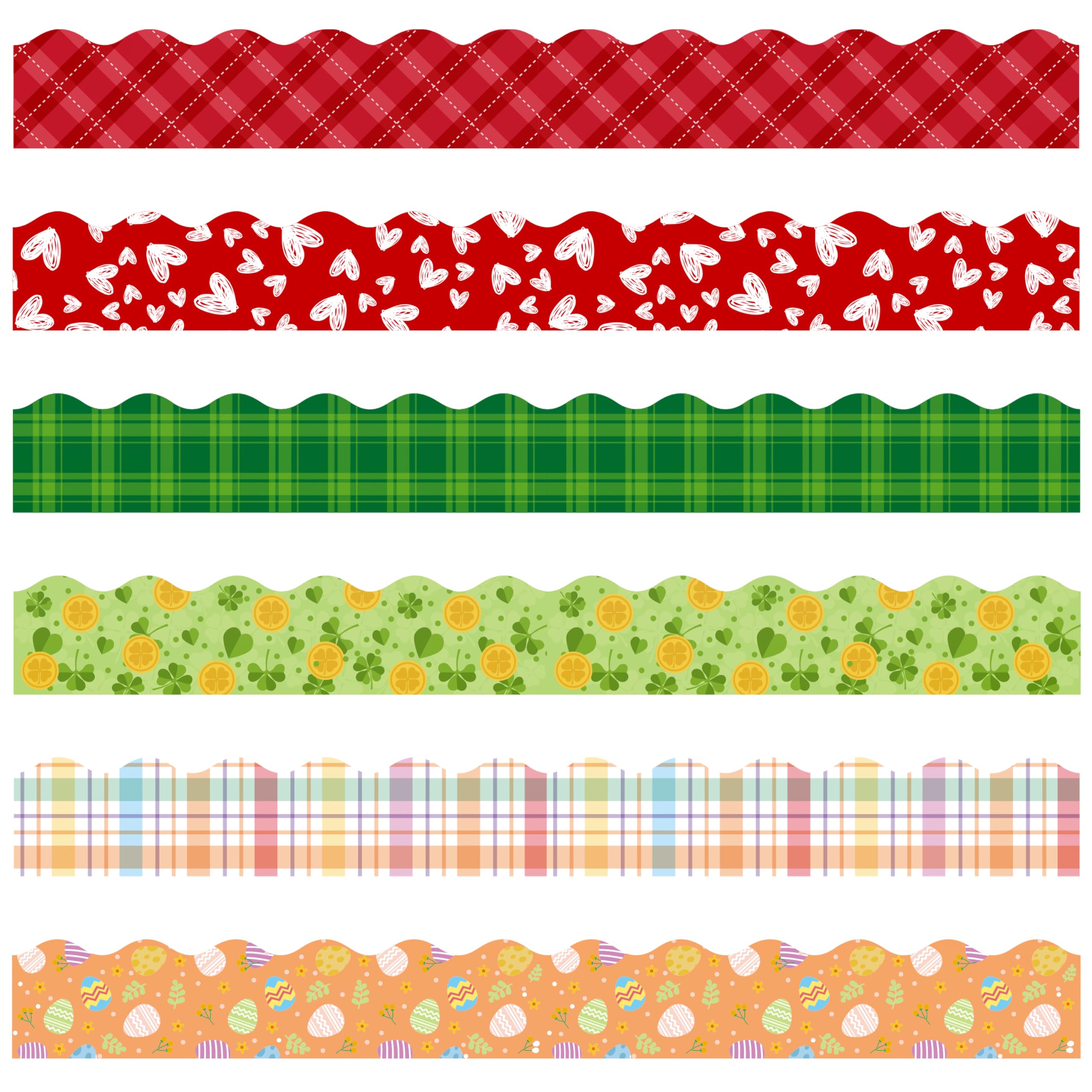 BeYumi 96Pcs Multi-Themed Plaid Bulletin Board Border Set Heart ...