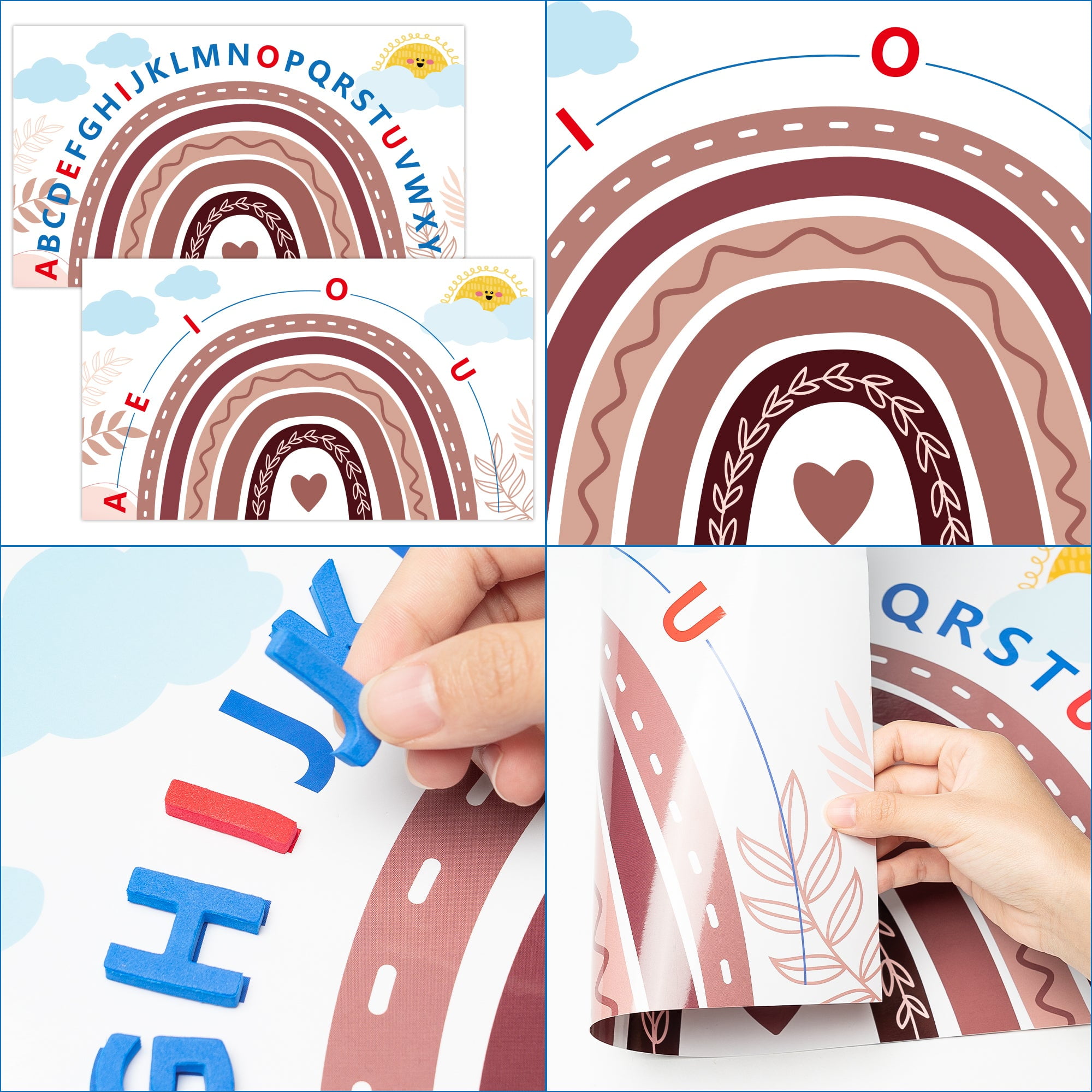 Double-Sided Boho Rainbow Alphabet Arch Mats with Foam Letters, ABC ...