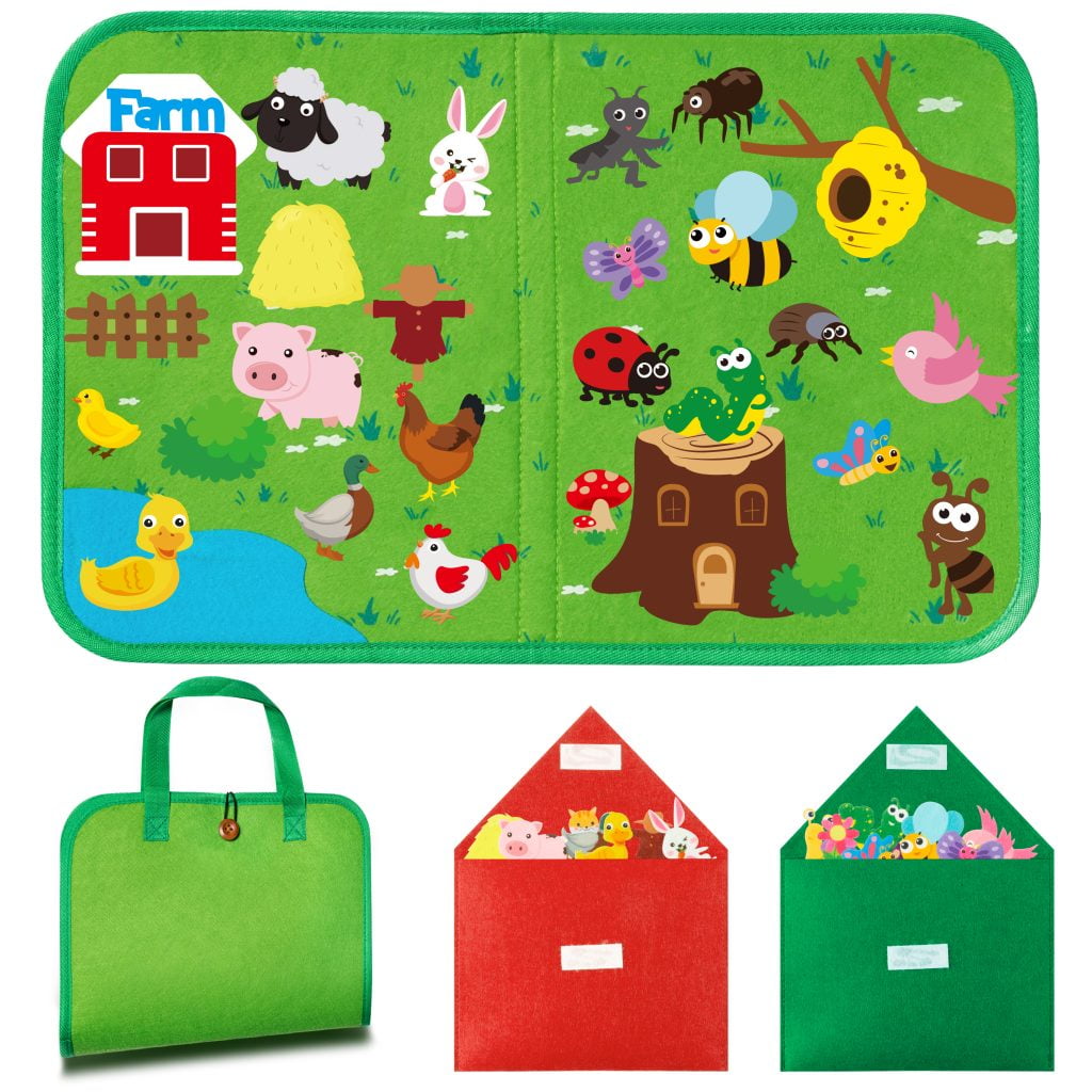 BeYumi Farm Insect Animals Travel Felt Board Set Portable 49 Pcs ...