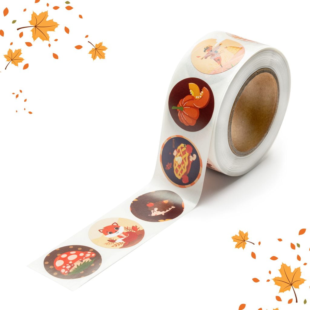 BeYumi Hello Fall Roll Stickers Decals Perforated Thanksgiving 500Pcs ...