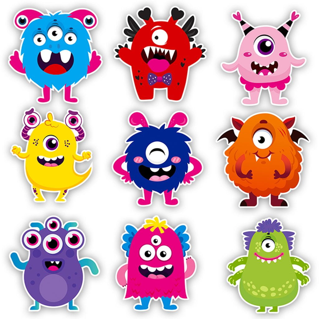 BeYumi Little Monster Cutouts Bulletin Board Decorations Set 45Pcs ...