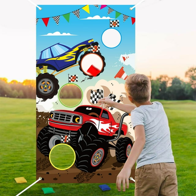 BeYumi Monster Truck Toss Game Banner with Bean Bags Polyester Material ...