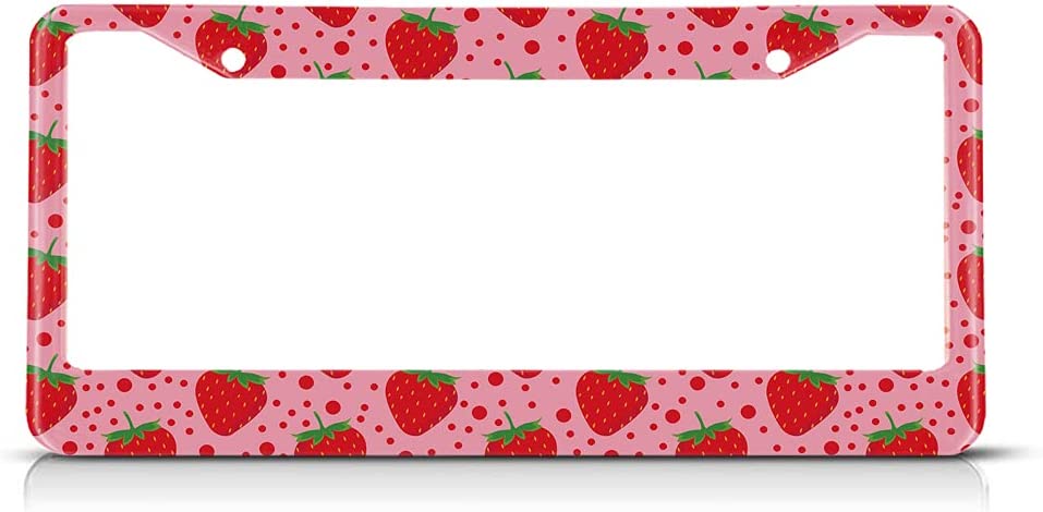 Beabes Cute Strawberry Pattern Fruit Pink License Plate Holder Polka ...