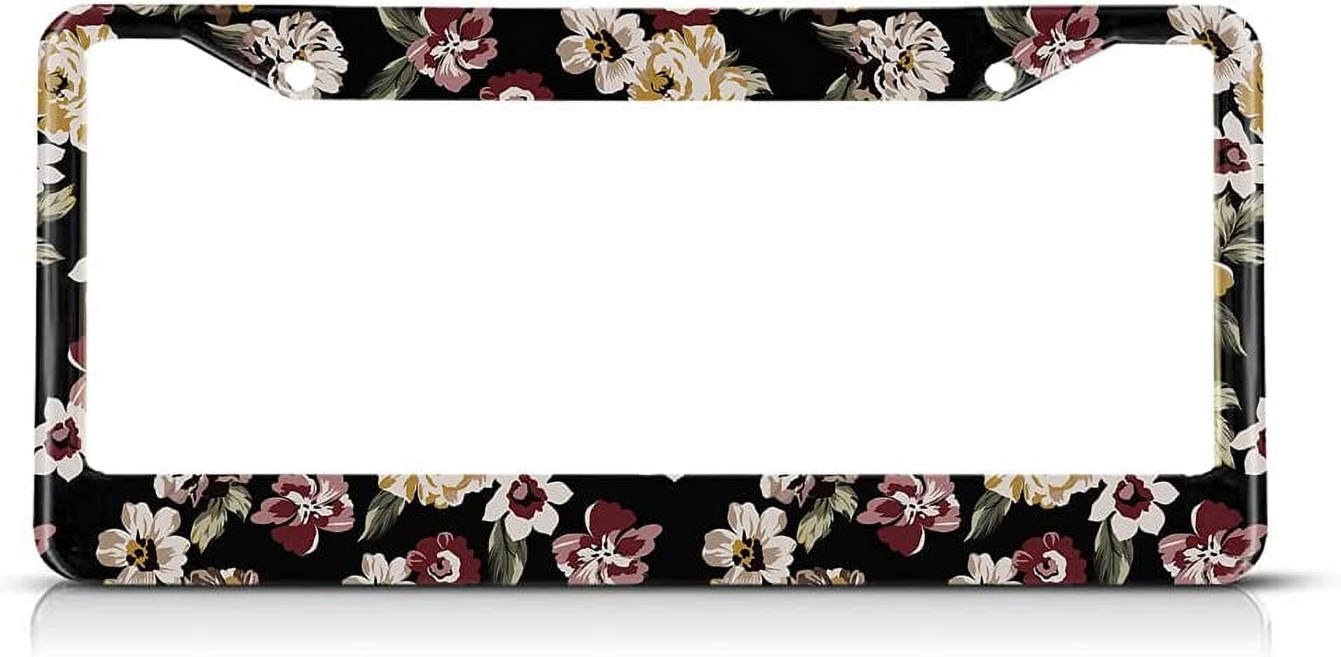 Beabes Retro Floral License Plate Frame Vintage Rose License Plate ...