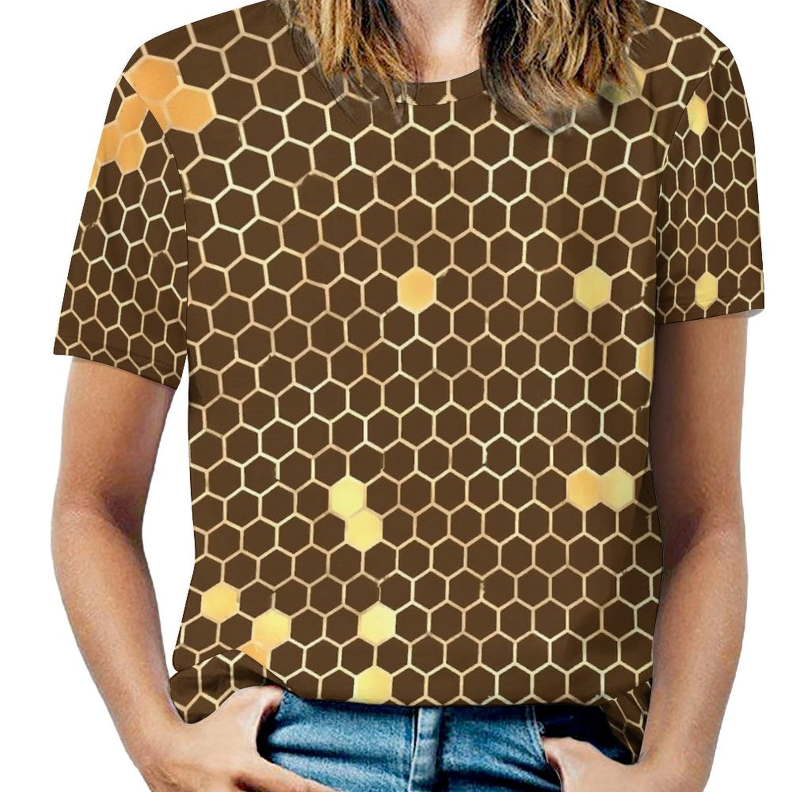 Beach Abstract Hives T-Shirts Vintage Print Simple T-Shirt Women Short ...
