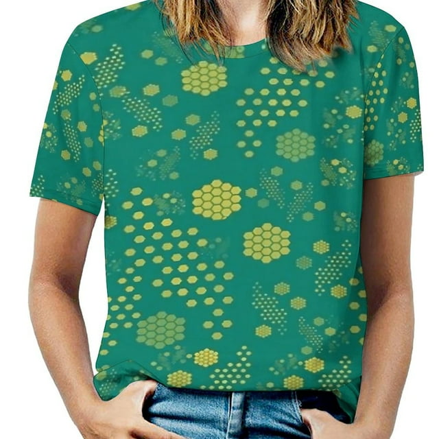 Beach Abstract Hives T-Shirts Vintage Print Simple T-Shirt Women Short ...