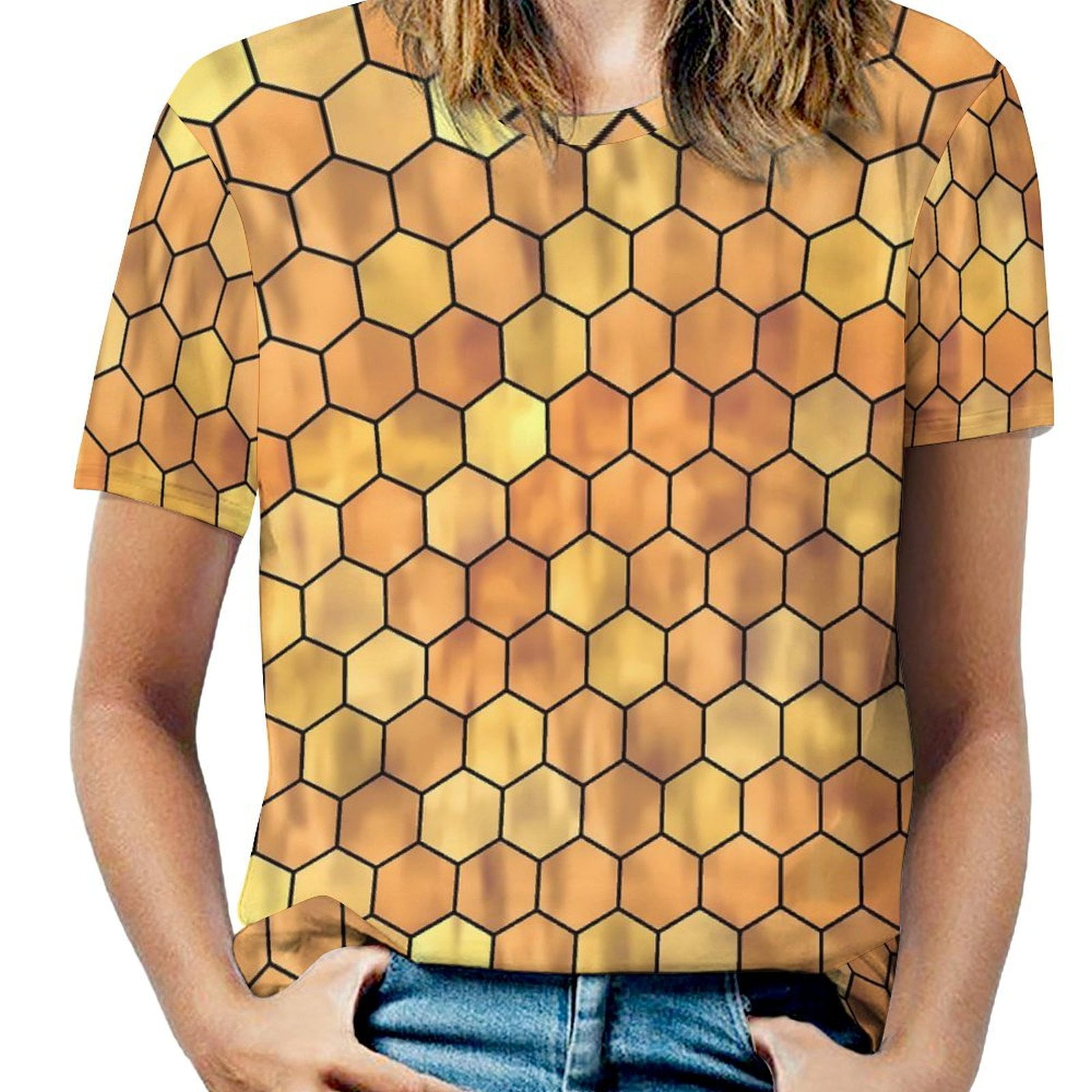 Beach Abstract Hives T-Shirts Vintage Print Simple T-Shirt Women Short ...