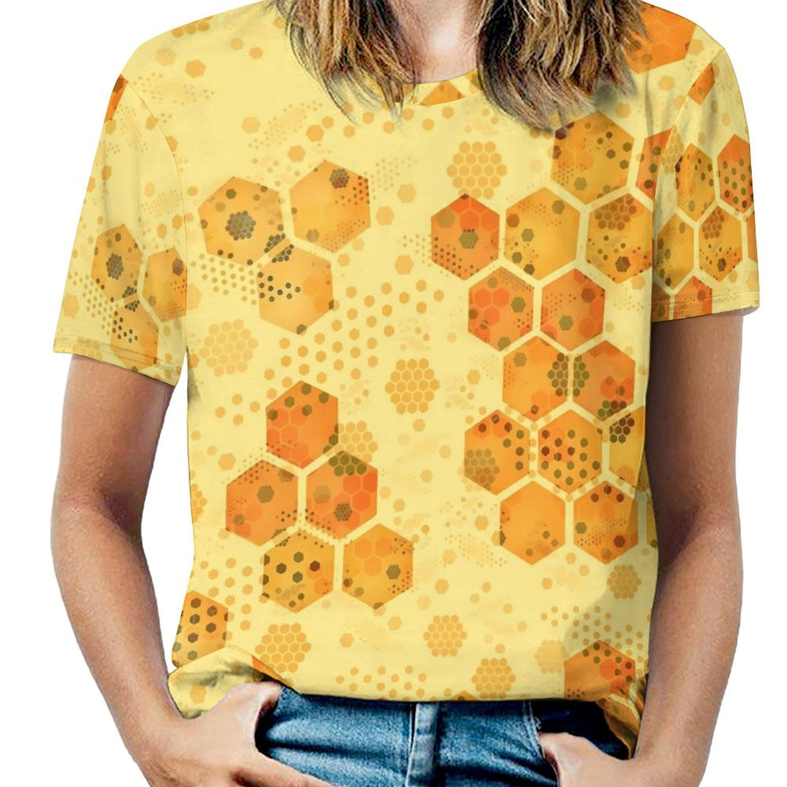 Beach Abstract Hives T-Shirts Vintage Print Simple T-Shirt Women Short ...